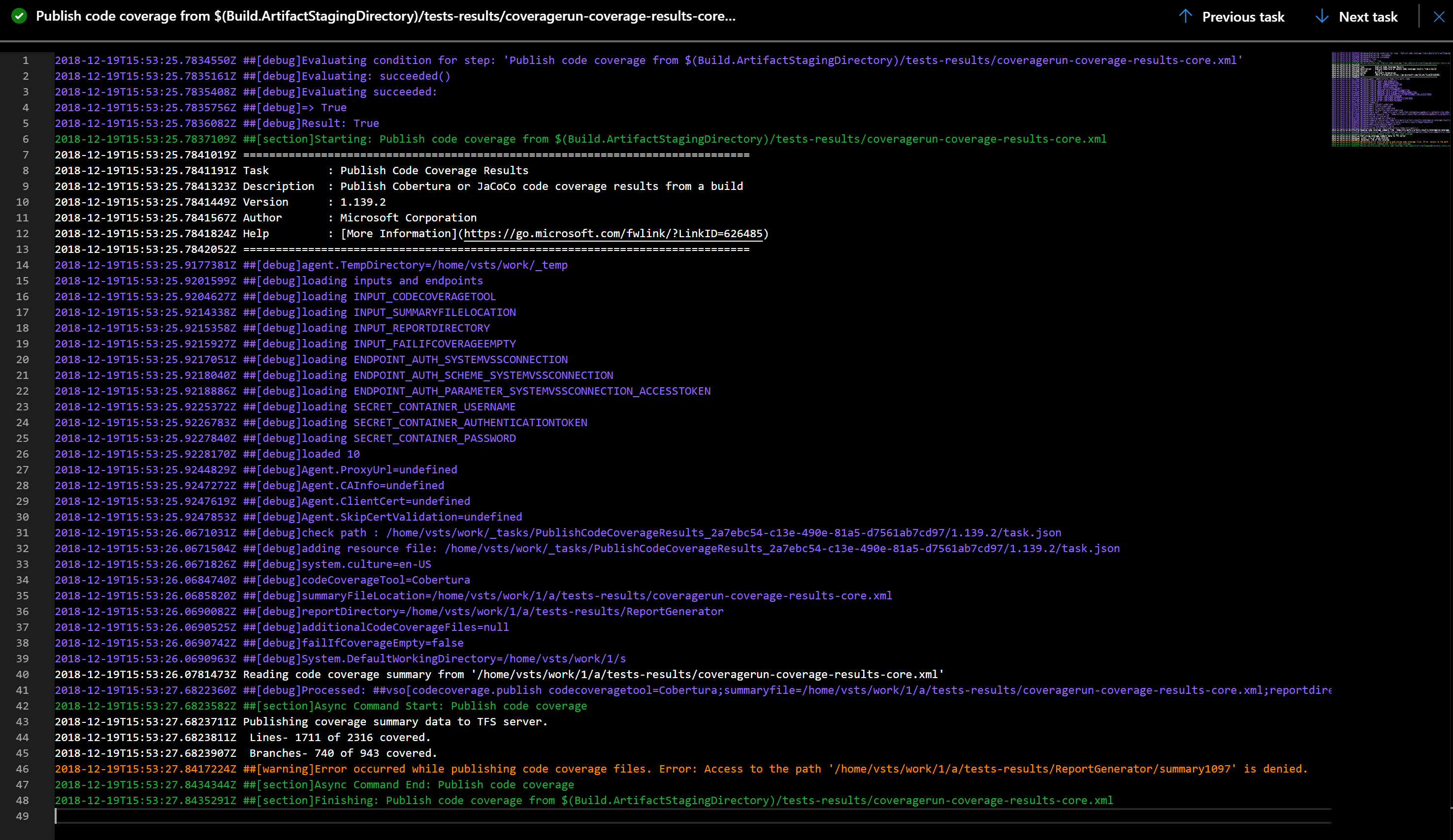Publish Code Coverage Results Summary Access Denied · Issue 9127 · Microsoftazure Pipelines