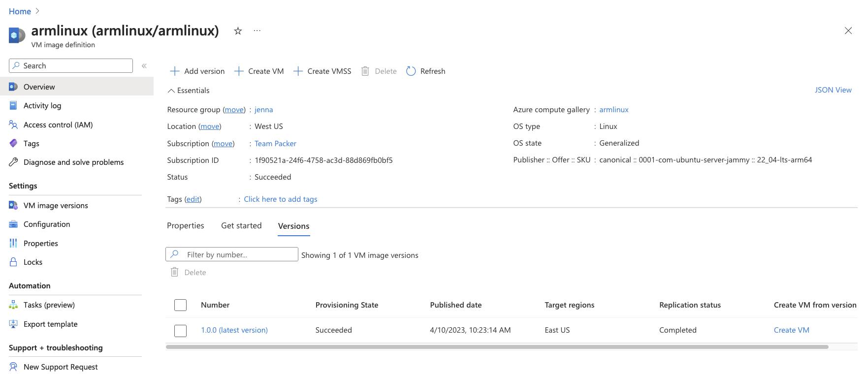 ERROR: -> OperationNotAllowed : Creating an image with sourceVirtualMachine source that has CPU ...