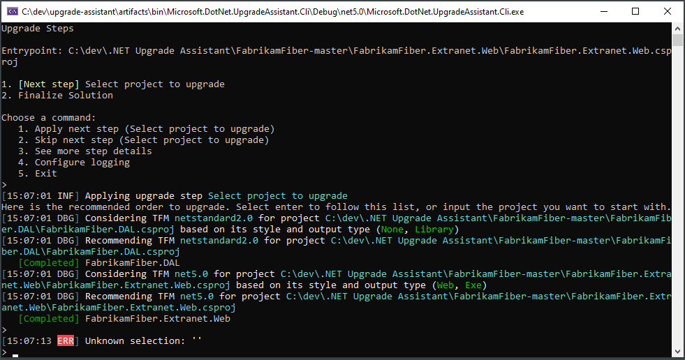 Bug: When all of the projects have been upgraded end the session ... Bug: When all of the projects have been upgraded end the session ...