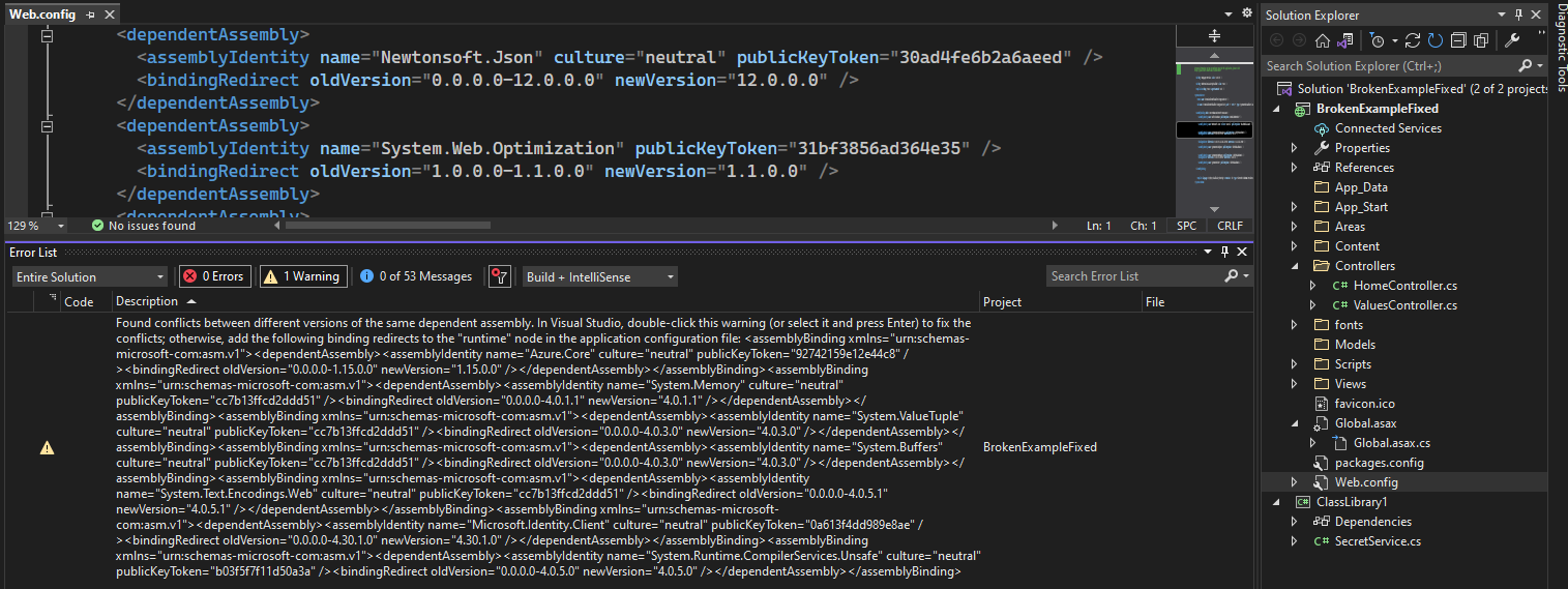 BindingRedirect warning behaves inconsistently · Issue #19391 · dotnet ...
