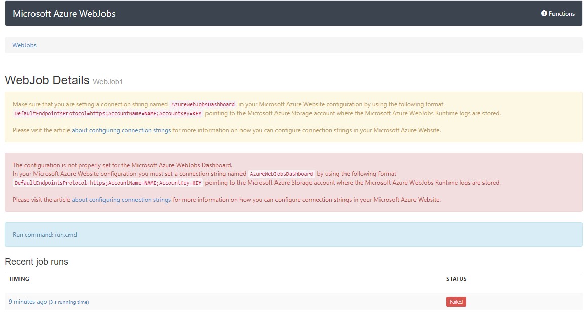 Webjob Dashboard Support Links Point To The Wrong Location · Issue