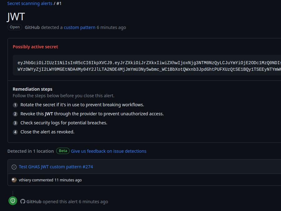 False Positive - JWT detected in issue quote reply · Issue #61 · advanced-security/secret ...