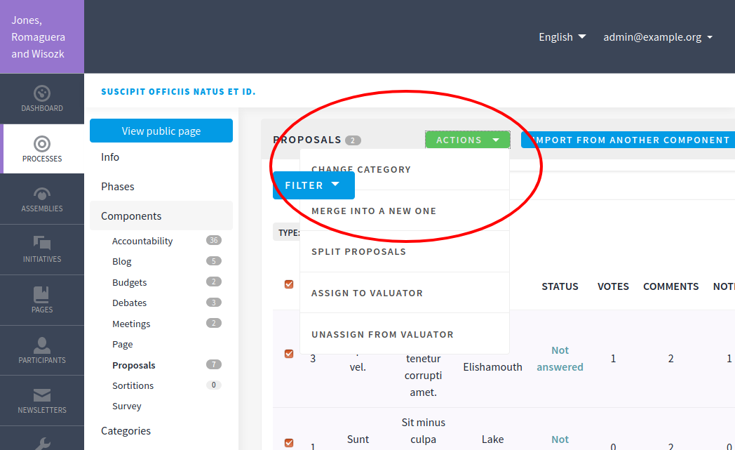 The proposals filters in the admin panel do not show the values · Issue ...