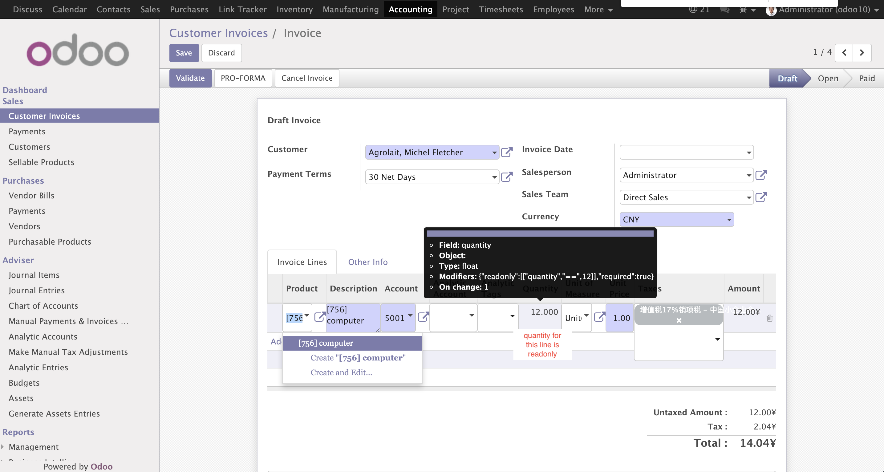 Odoo Standard Allow To Readonly For Lines One2many List View But For The New Record It Will