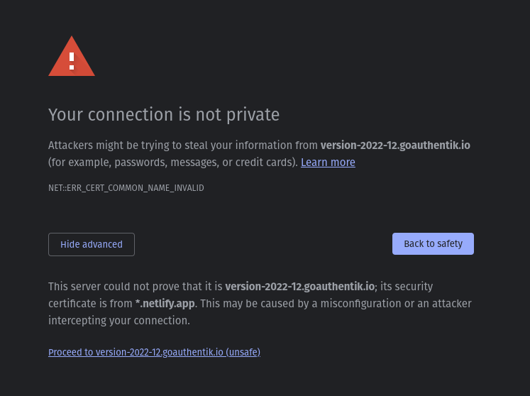 Certificate Error On Documentation Link · Issue 4437 · Goauthentikauthentik · Github 