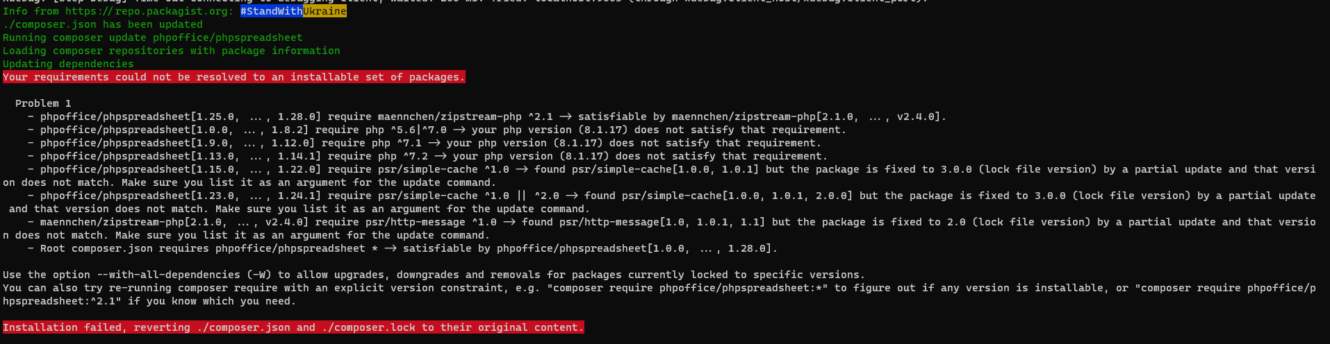 Total Mess In Dependencies · Issue 3611 · Phpoffice Phpspreadsheet · Github