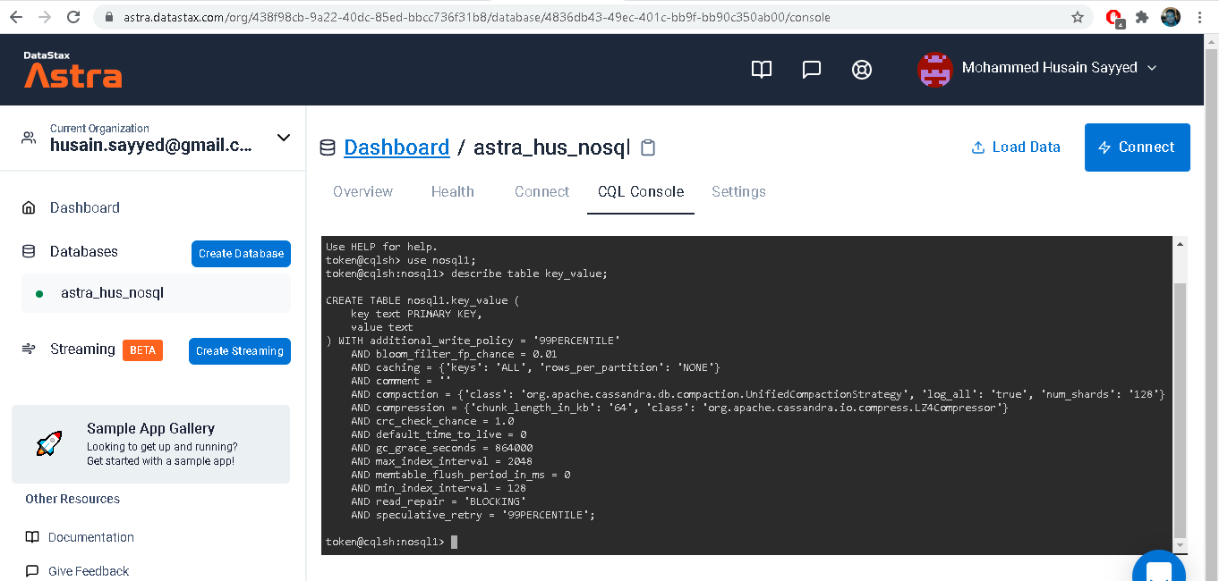 [HW] Mohammed Husain Sayyed · Issue #433 · datastaxdevs/workshop-introduction-to-nosql · GitHub