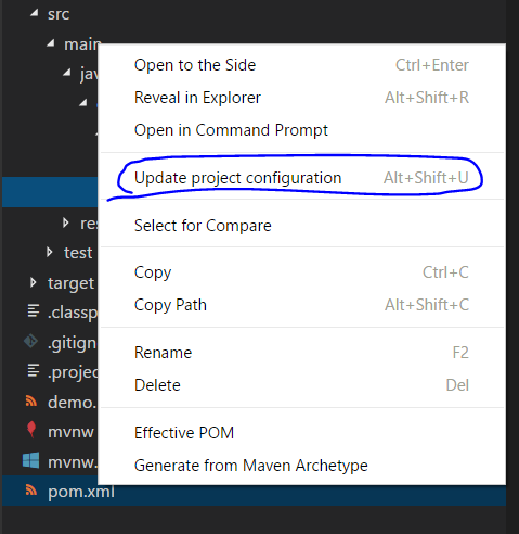 根据pom.xml创建.classpath&.project文件需要多次重启VSCode · Issue #64 · microsoft/vscode-maven · GitHub