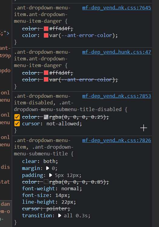 V4 Dropdown MenuItem disabeld 和 danger 样式优先级问题 · Issue #39322 · ant ...