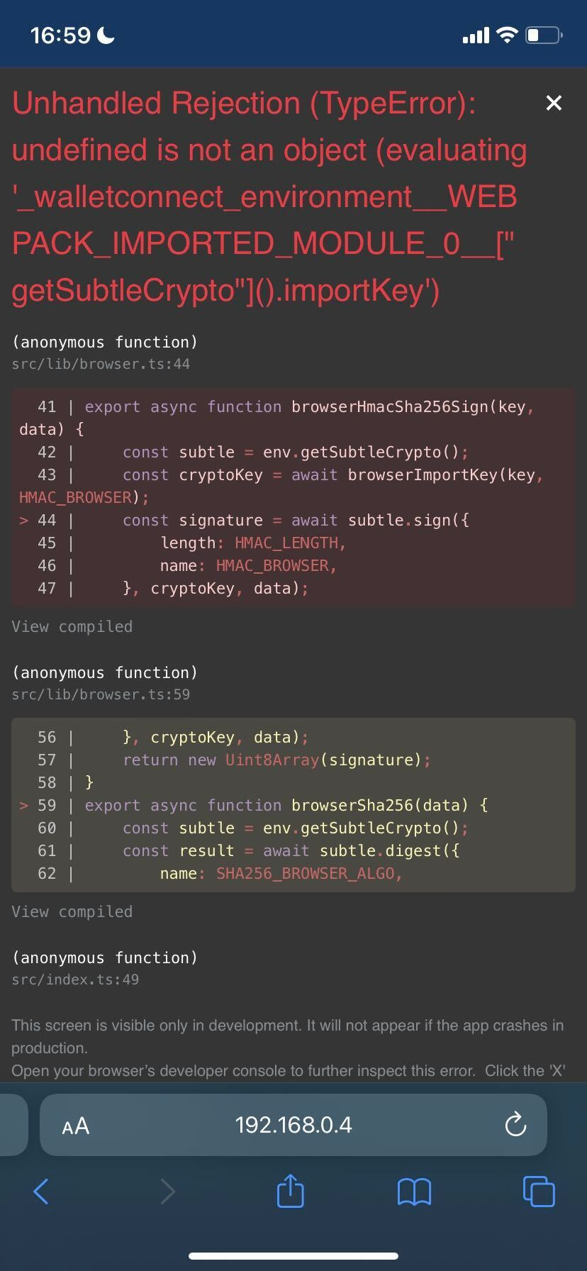 IOS issue when connecting using WC in Safari (only development mode) · Issue #532 · cowprotocol ...