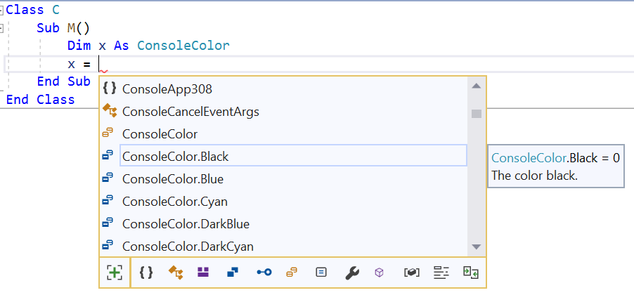 Vbnet Nullable Enum Intellisense Not Suggesting The Enum · Issue 40498 · Dotnetroslyn · Github 1315