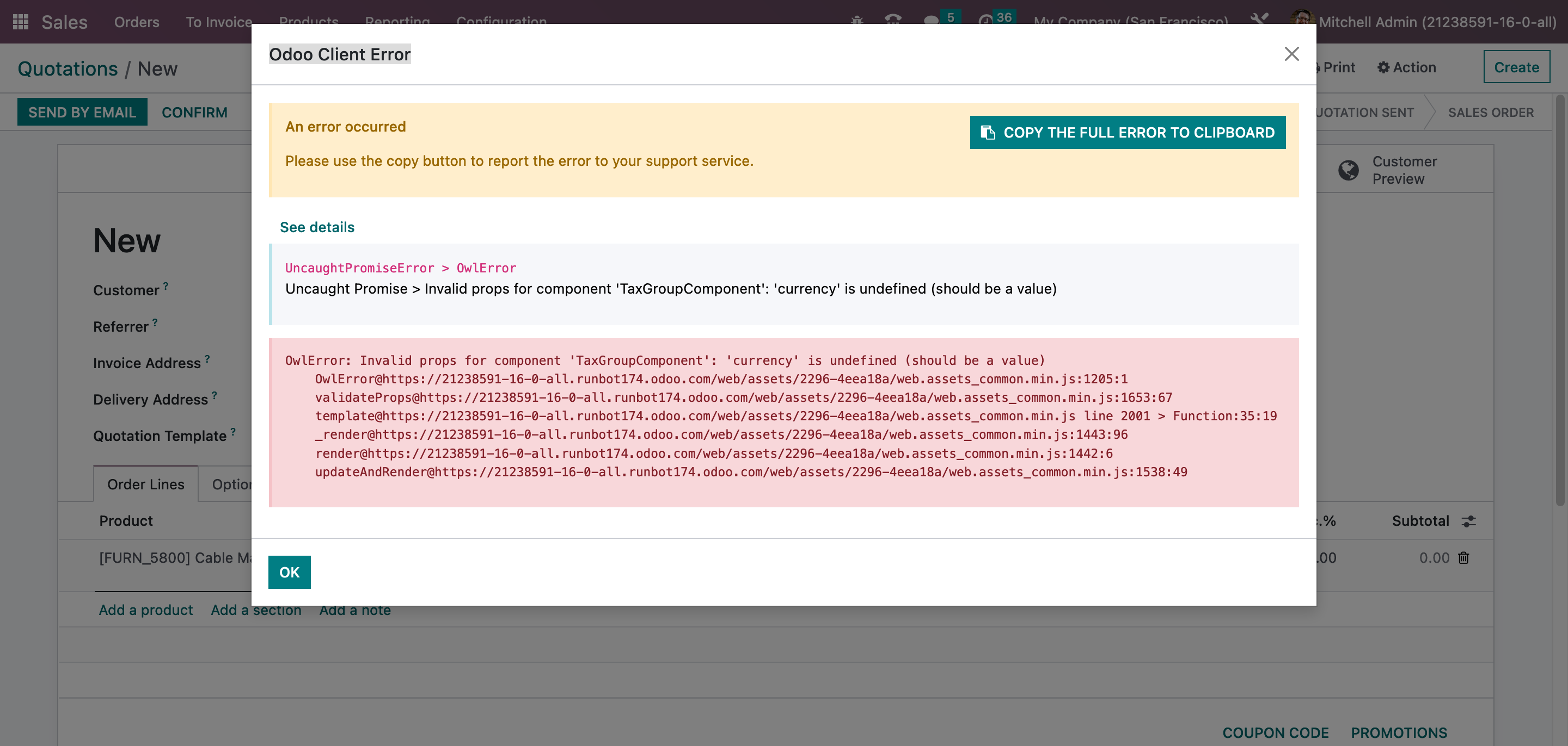 Error When Adding A Sale Order Line · Issue 106242 · Odooodoo · Github 