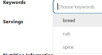 No check mark in keyword dropdown · Issue #1424 · nextcloud/cookbook · GitHub