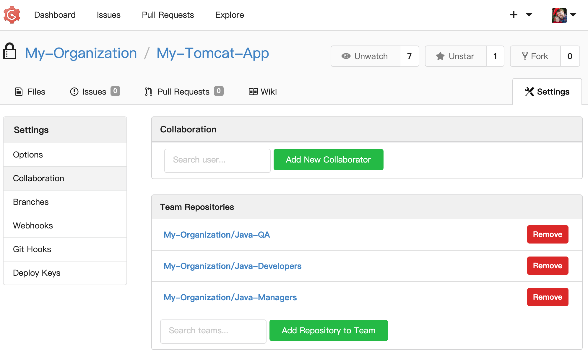 Easier way of adding private repositories to teams · Issue #3469 · gogs/gogs · GitHub