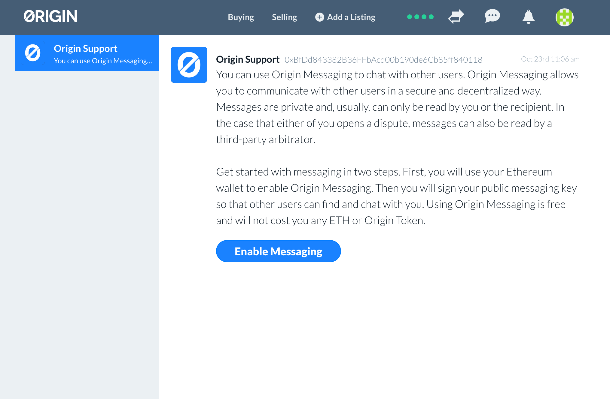 Disable "View All" button on messaging dropdown if messaging has not yet been enabled by user ...