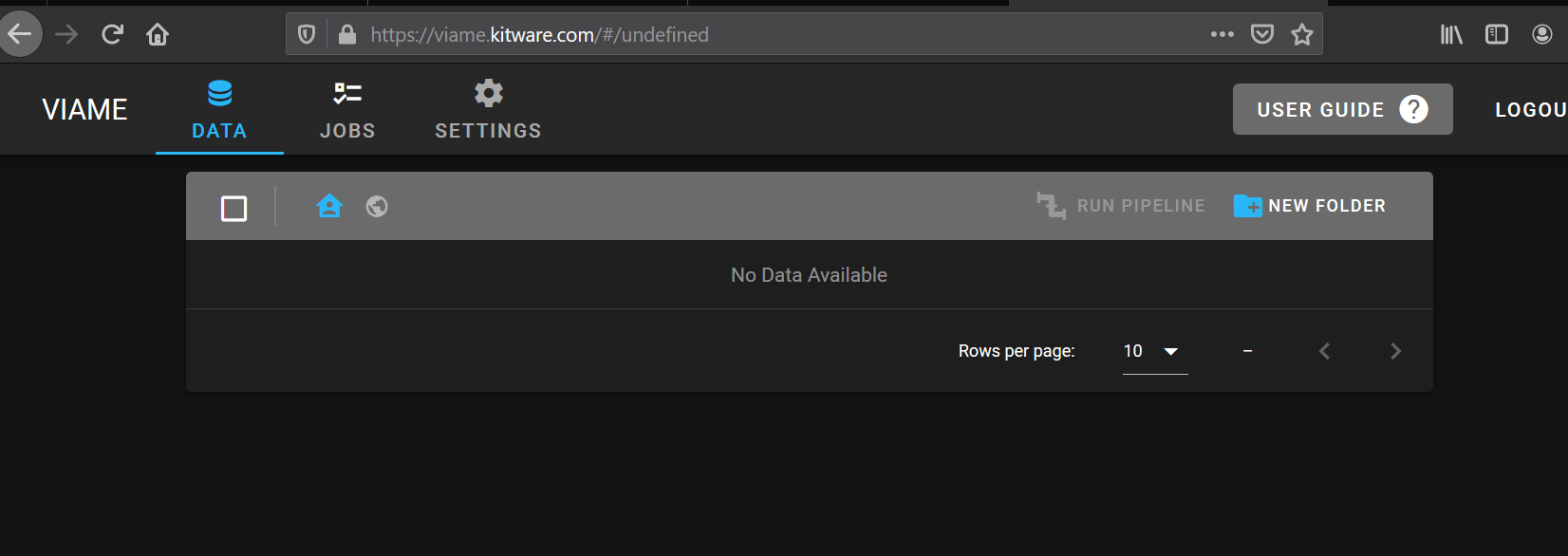 World button on viame.kitware.com doesn't seem to go back to the universal (shared) training ...