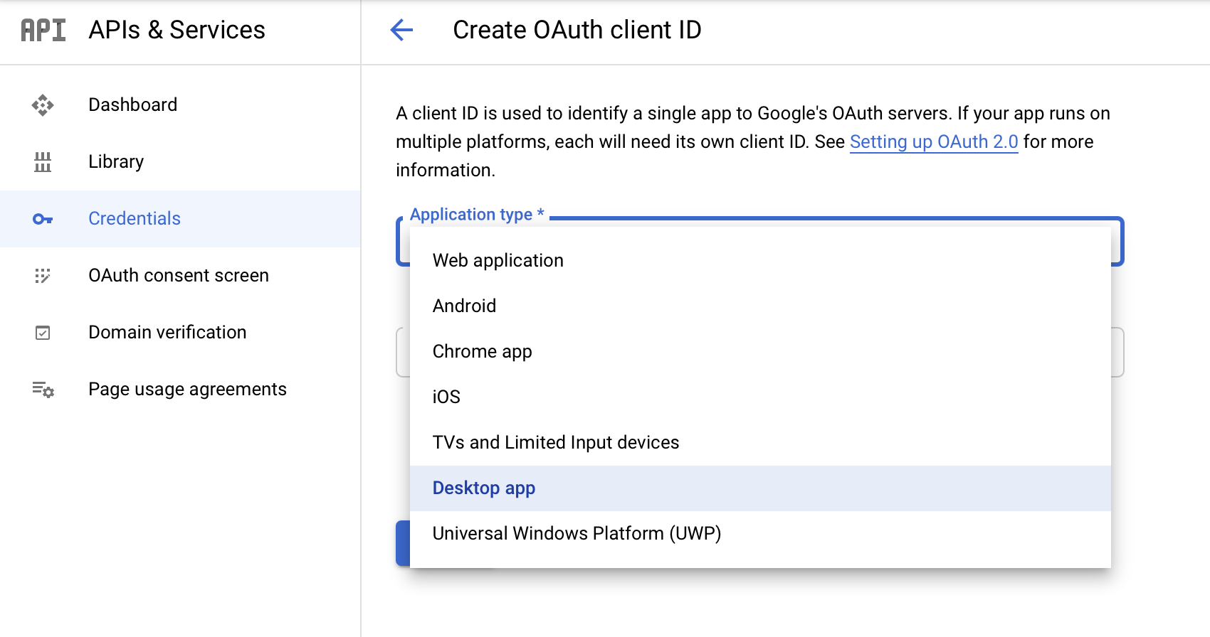 [gsuite-apis-intro]: No "Other" option in Application type (Create OAuth client ID) · Issue #974 ...