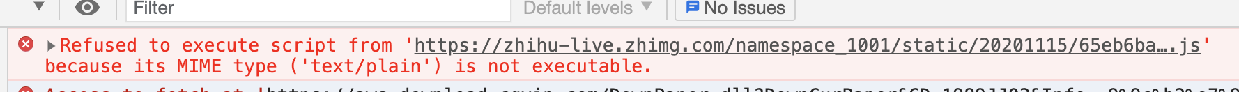 worksrc is a cdn link, but it throw a error : Refused to execute script from...because its MIME ...