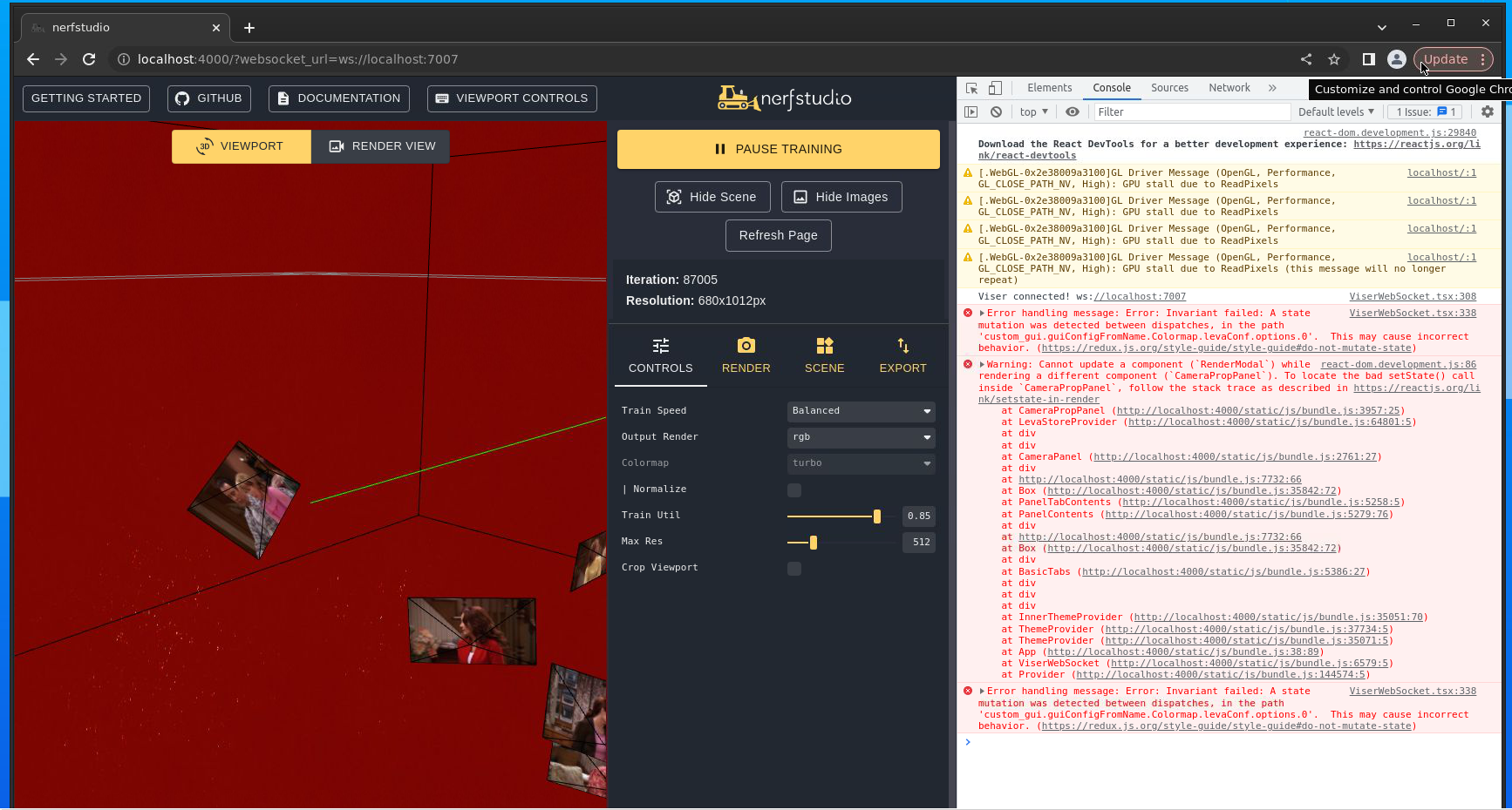 Viewer got stuck with red background and at a specific step. · Issue #1778 · nerfstudio-project ...