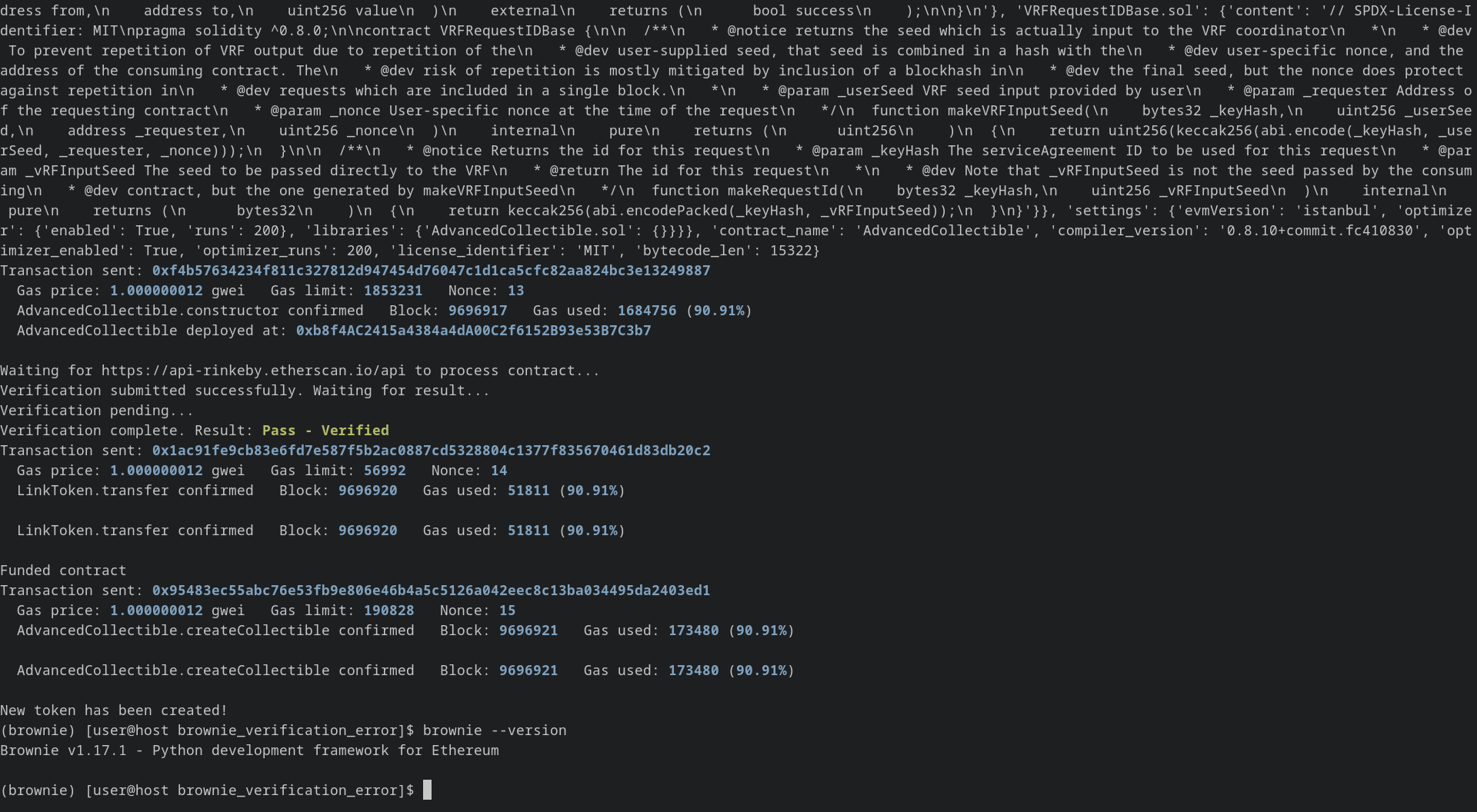 Brownie Verification Error (no idea how to debug) · Issue #1345 · eth-brownie/brownie · GitHub