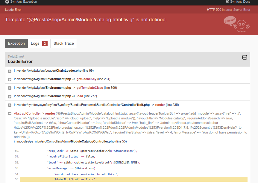 template @PrestaShop/Admin/Module/catalog.html.twig not found · Issue #26343 · PrestaShop ...
