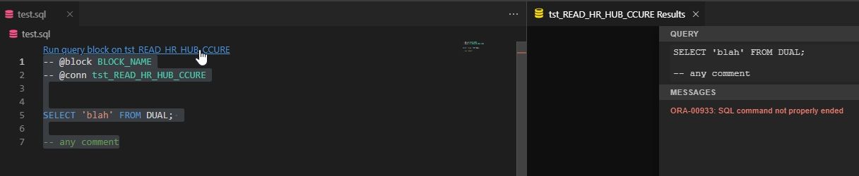 Comments after sql in selection cause an error during running a query · Issue #359 · mtxr/vscode ...