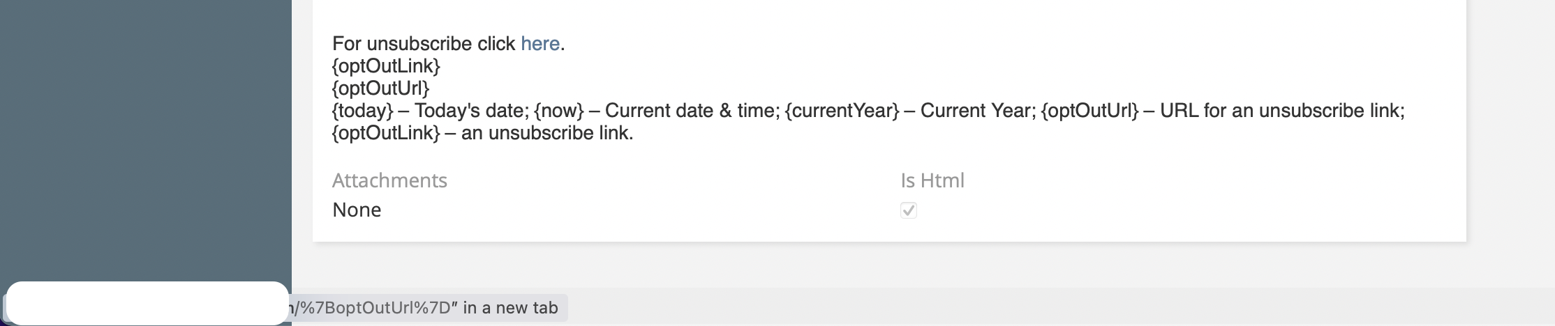 Can't add opt-out link · Issue #2162 · espocrm/espocrm · GitHub