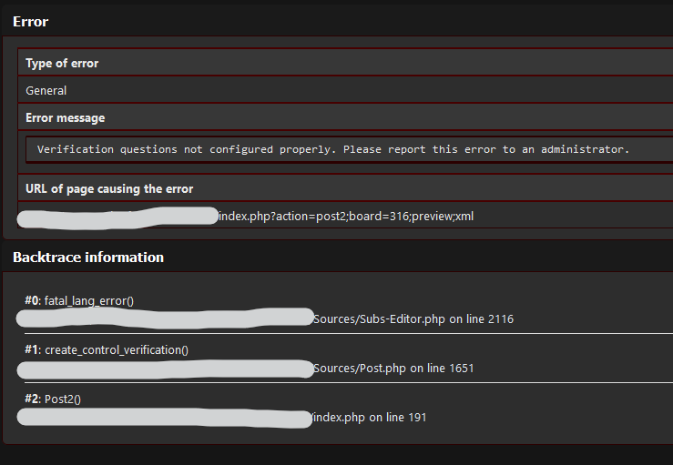Verification questions not configured properly. Please report this error to an administrator ...