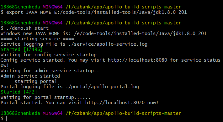 demo启动报错 · Issue #44 · apolloconfig/apollo-quick-start · GitHub