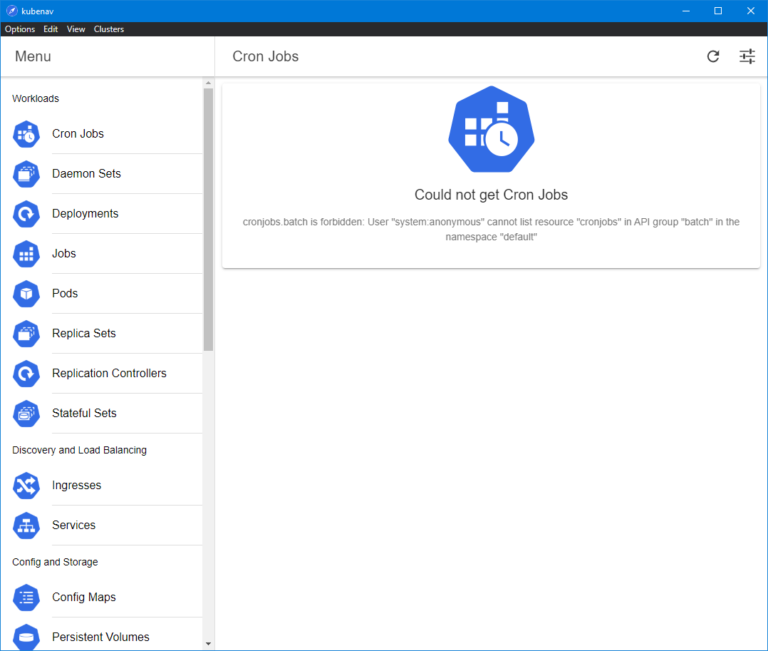 User System Anonymous Cannot List Resource · Issue 31 · Kubenav Kubenav · Github