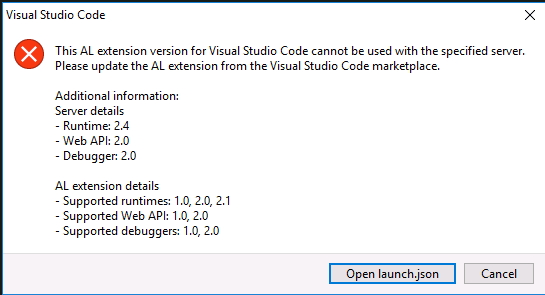 AL Extension version error · Issue #4924 · microsoft/AL · GitHub