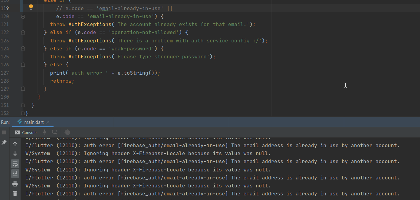 🐛 [AUTH] Unable catch " email-already-in-use", code is "emaıl-already ...