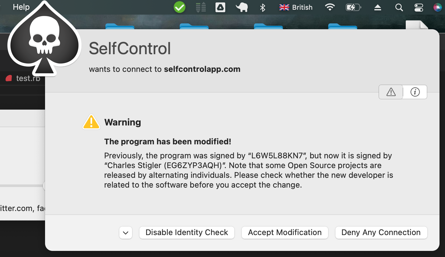 Code-signature changed warning · Issue #721 · SelfControlApp/selfcontrol · GitHub