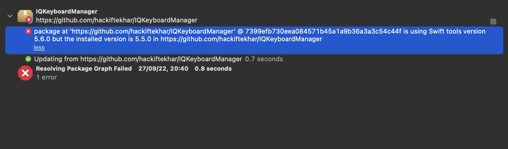 error on compiling the code · Issue #1915 · hackiftekhar/IQKeyboardManager · GitHub