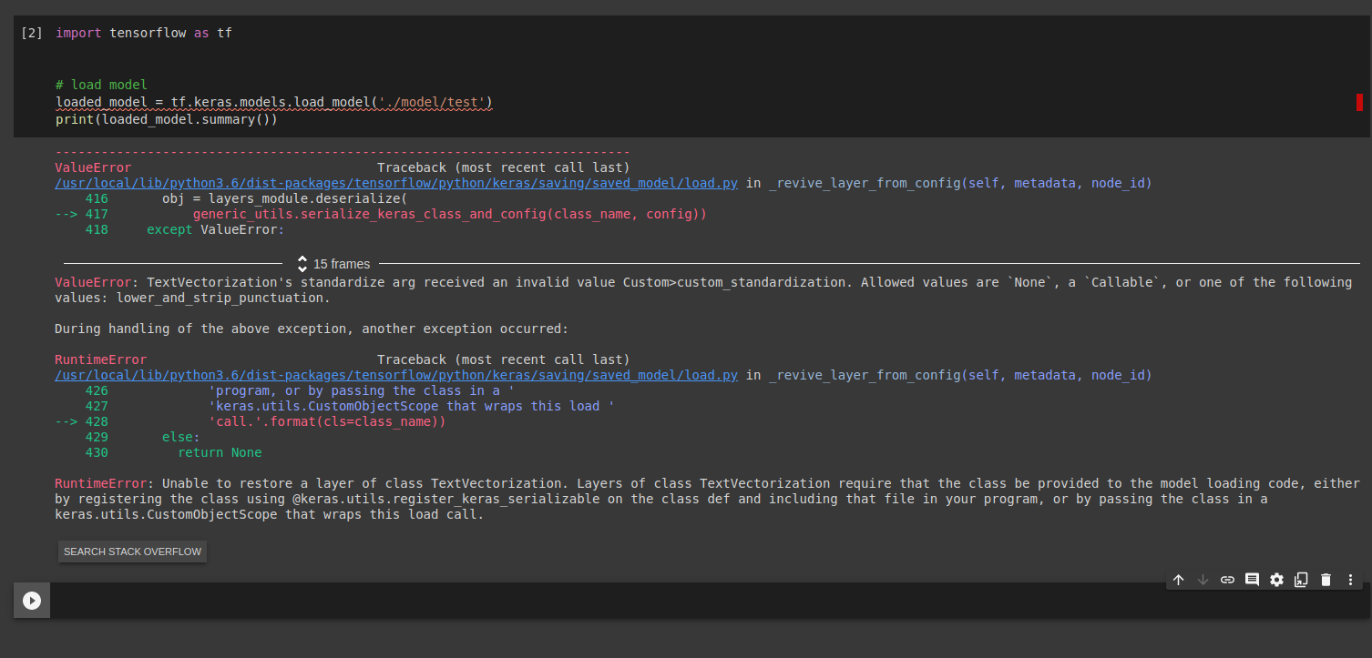 Unable To Restore A Layer Of Class Textvectorization Text Classification · Issue 45231