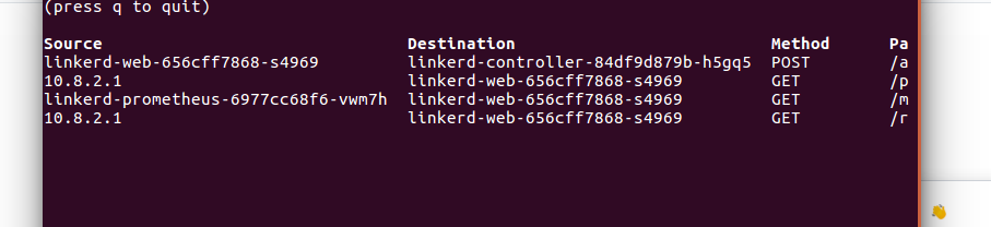 The table obtained from linkerd top deploy/linkerd-web is not wrapping in terminal properly ...