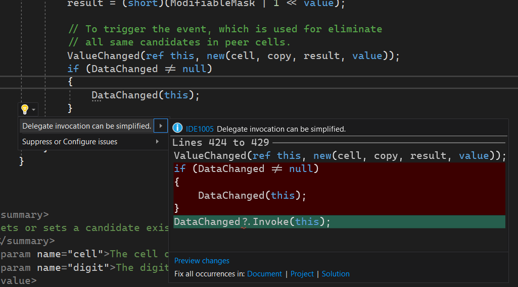 Function Pointers Shouldn T Trigger Ide1005 Delegate Invocation Can Be Simplified · Issue