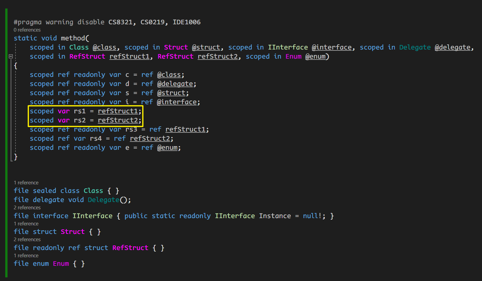 `var` keyword colorized on the case `scoped var refStruct = expr;` · Issue #65403 · dotnet ...