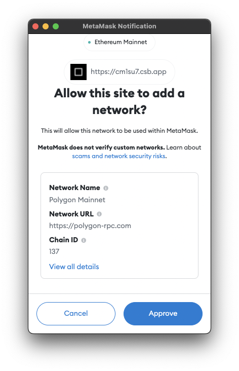 [bug] Can't switch network if the network is not already added ...