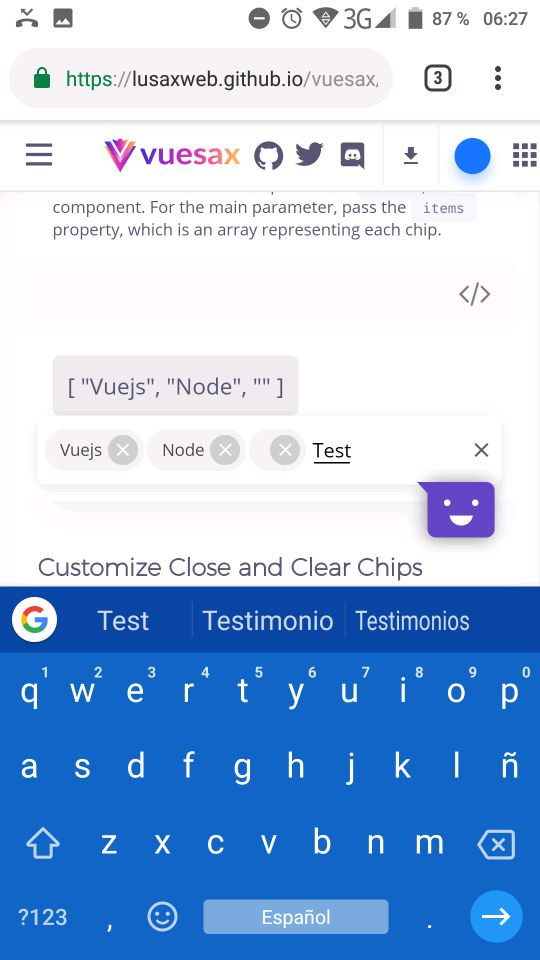 Chip - Bug adding chip in chrome for android · Issue #371 · lusaxweb/vuesax · GitHub