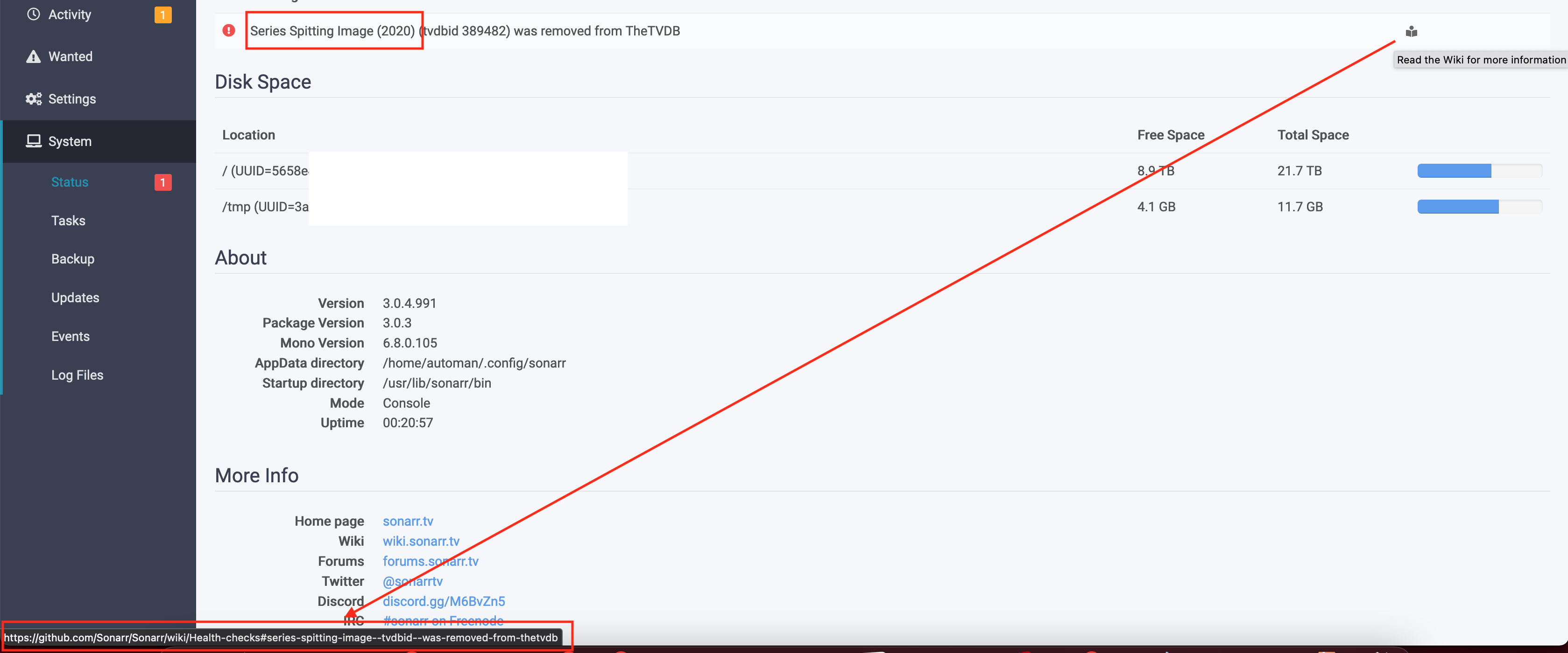Series removed from tvdb error has the series name included in the wiki link · Issue #4053 ...