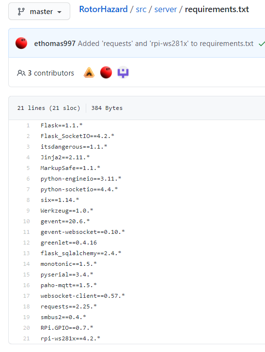 Software instructions and requirements.txt mismatch · Issue #493 · RotorHazard/RotorHazard · GitHub