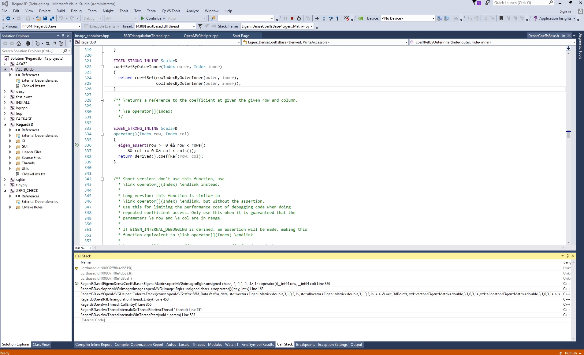 Exception thrown at 0x00007FFDFE710E57 (ntdll.dll) in Regard3D.exe ...