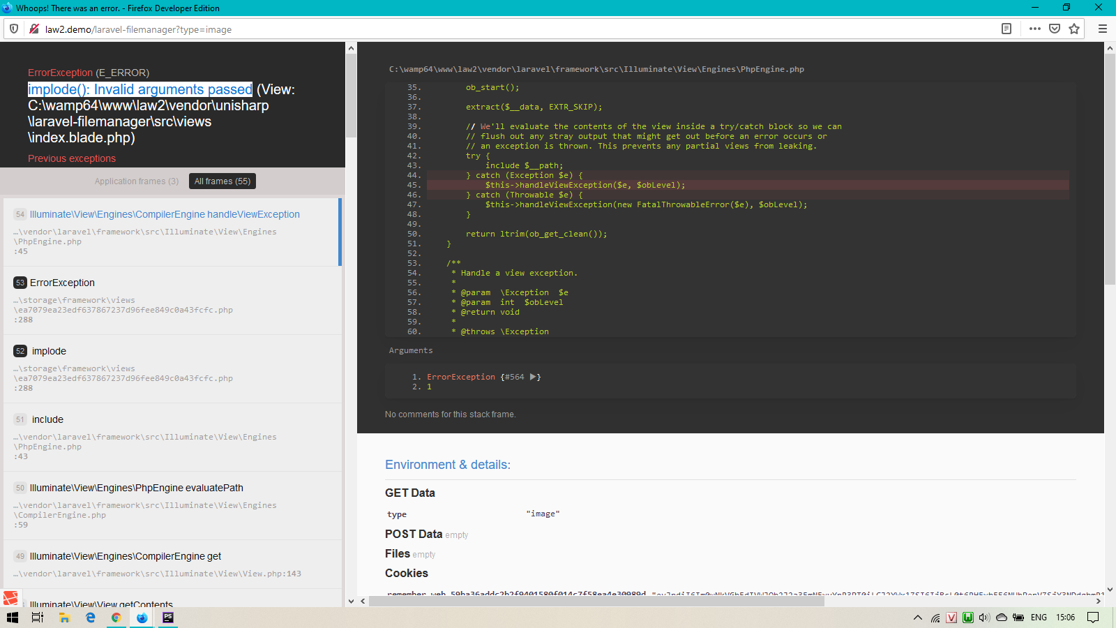implode(): Invalid arguments passed · Issue #848 · UniSharp/laravel-filemanager · GitHub
