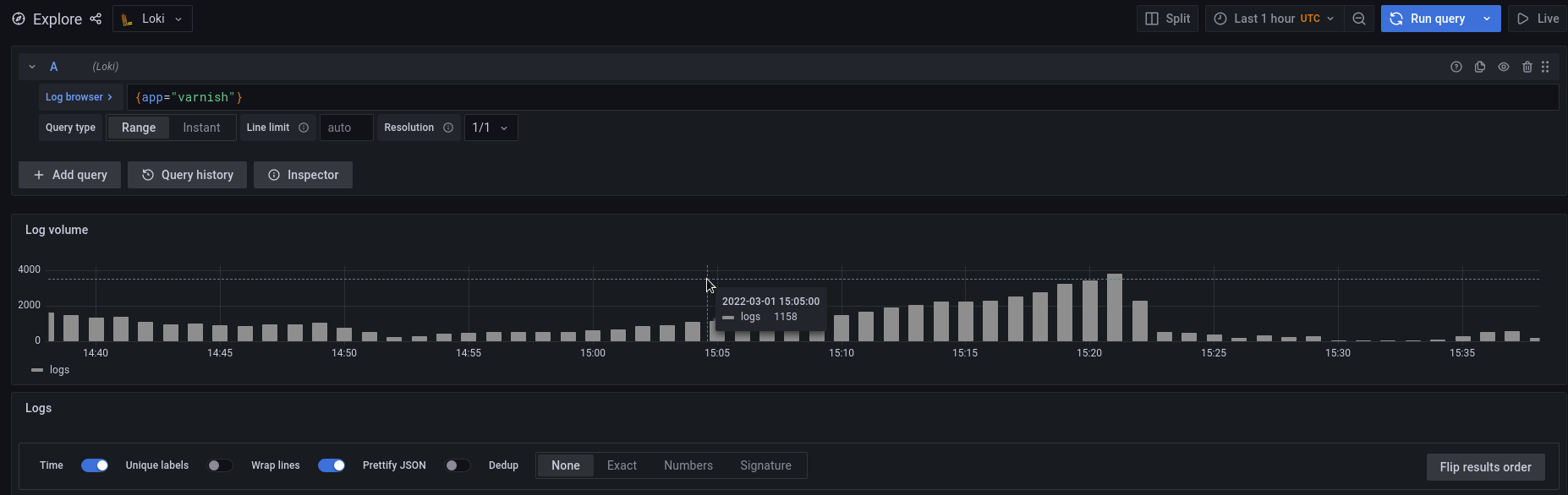 Missing log level labels in Explore - histogram in Grafana v8.4.0 ...