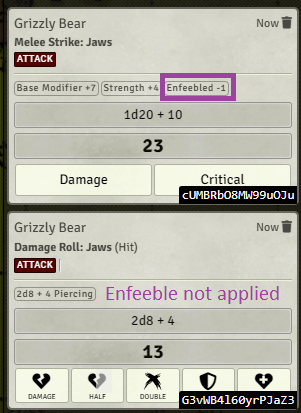Enfeebled condition does not decrease NPC strike damage. · Issue #3590 ...