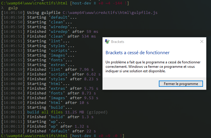 Crashes when running "gulp" command · Issue #13765 · adobe/brackets · GitHub