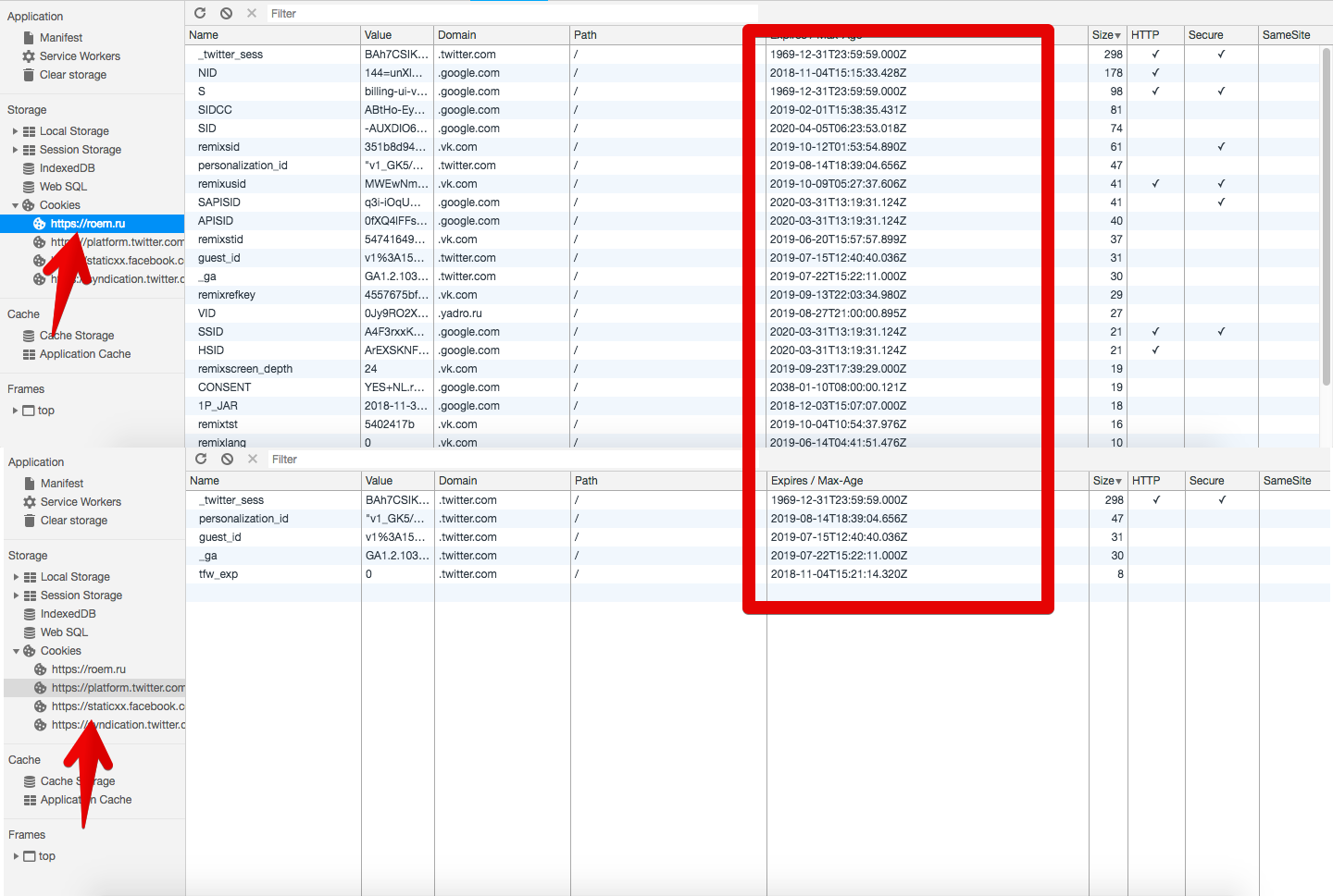 `Self-destructing third-party cookies` and `Self-destructing first-party cookies` params is not ...