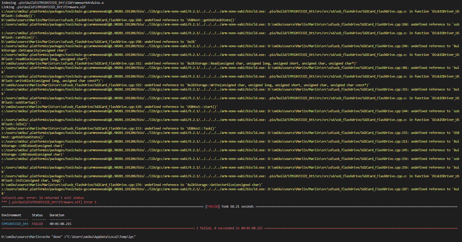 Bug Btt Octopus Pro 11 Stm32h723ze Failing To Compile With `usbflashdrivesupport 