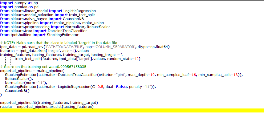 Classification score result used for choosing the best pipeline · Issue ...